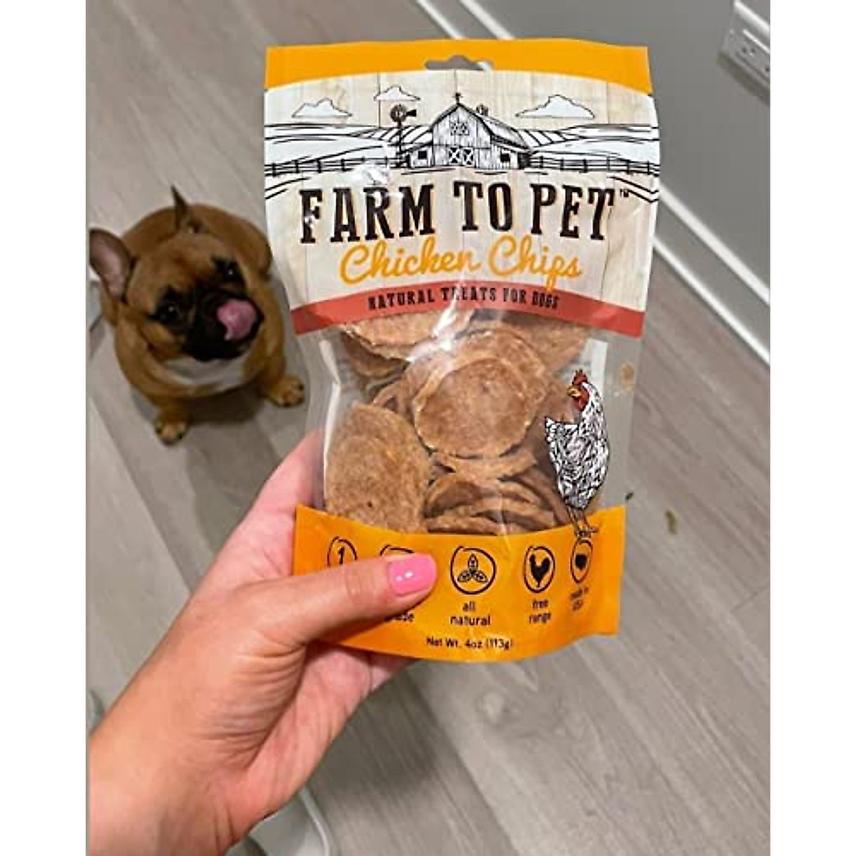 Farm To Pet Chicken Chips for Dogs - Single Ingredient All Natural Dog Treats for Small, Medium, & Large Dogs | Healthy Dog Treats with Human Grade, Free Range Chickens, 4 oz.