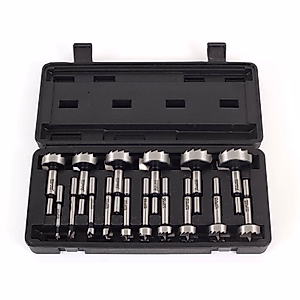 YONICO 41160S Forstner Drill Bit Set 16 Piece with Case 3/8-Inch Shank Hardwood and Softwood Hole Drilling for Handheld Drill and Drill Press