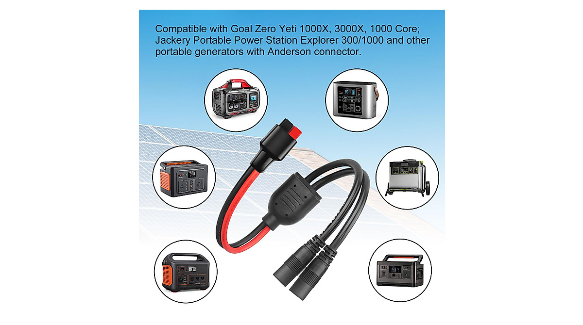 PAEKQ Anderson DC 8mm Female Adapter Cable 2-in-1 Solar Splitter