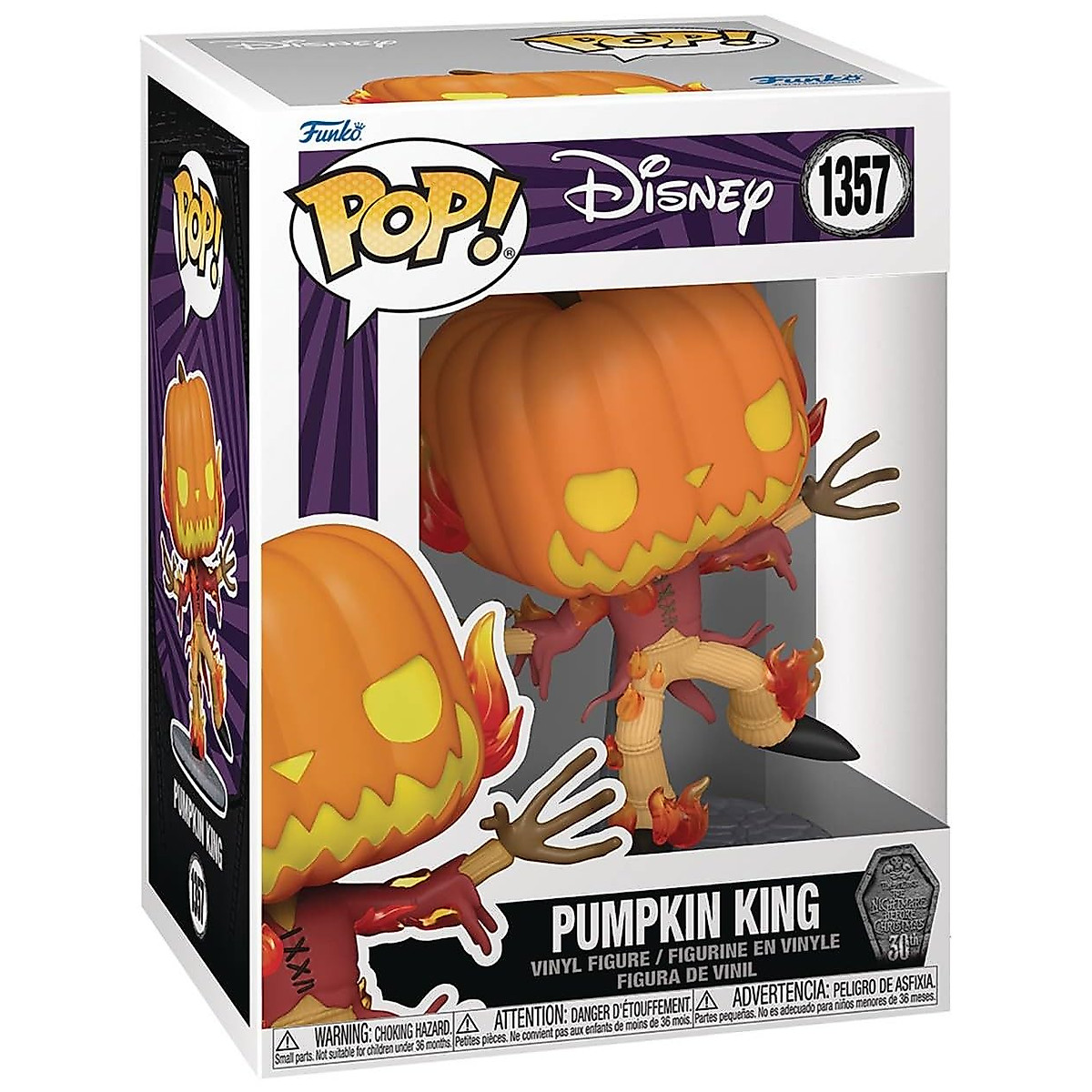 POP Disney: The Nightmare Before Christmas 30th Anniversary - Pumpkin King Funko Vinyl Figure (Bundled with Compatible Box Protector Case) Multicolored 3.75 inches