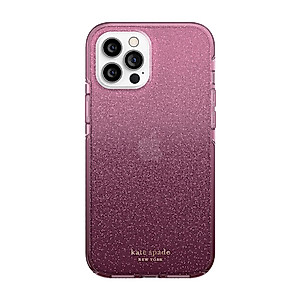 Kate Spade Defensive Hard Case for iPhone 12 Pro Max - Glitter Ombre Magenta