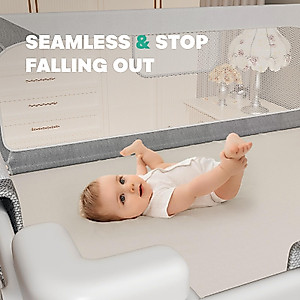 MHOMER Bed Rail for Toddlers, 2 Minutes Quick Assembly Foldable Bed Rails for Queen, King, Full, Twin Size Bed, Bed Rail Guard with Steady U-Shape Base for Toddlers, Baby, Kids (1 Piece, 74.8")