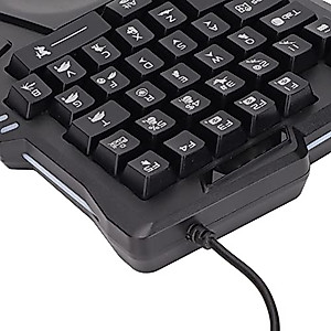 Deryang One-Handed Gaming Keyboard 35 Keys Waterproof Gaming Keyboard Wide Wrist Rest for Mobile Computer Gaming