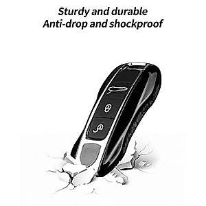 LIMBQS Car Key Protection Keychain, Key Cover for Porsche Macan Cayenne Panamera 911 (New Black)