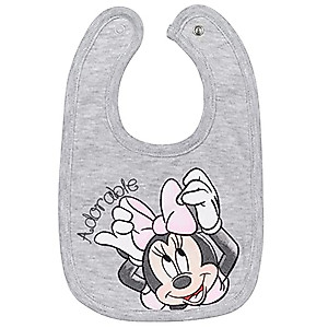Disney Minnie Mouse Newborn Baby Girls Layette Set: Bodysuit Pant Hat Bib Grey/Pink 0-3 Months