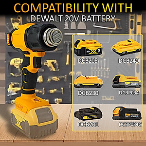 Cordless Heat Gun for Dewalt 20v Battery, 1022℉ Fast Heating Soldering Hot Air Gun for Shrink Tubing, Heat Gun For Crafts, Shrink Wrap， Electronics, Resin，Wire Connectors(Without Batteries)