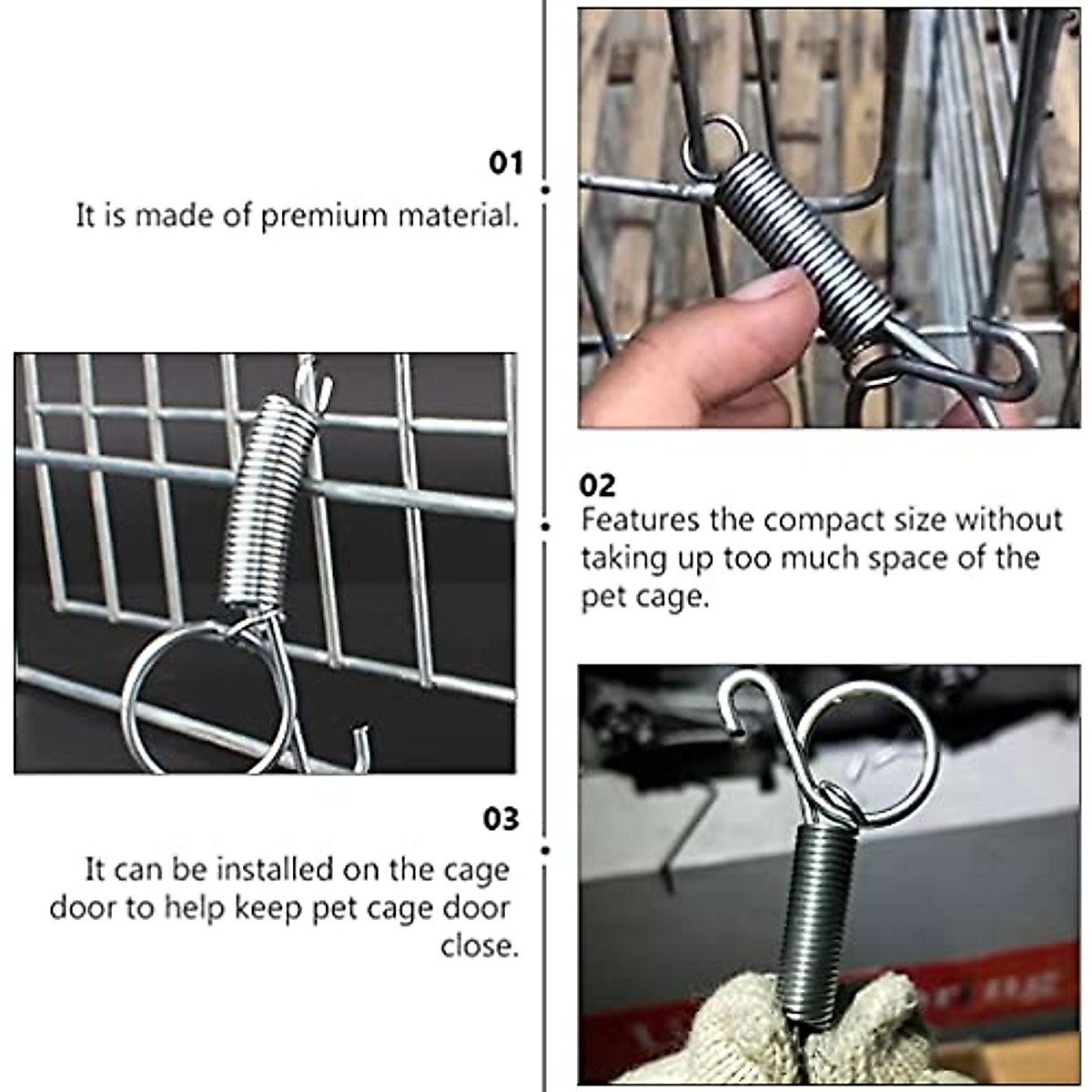STOBOK 20PCS Metal Finger Spring Latch Hook Cage Door Spring Hook for Fixing Pet Wire Cage Door Rabbit Birds Bunny Rodents Guinea Pig Hamster Parrot Hedgehog