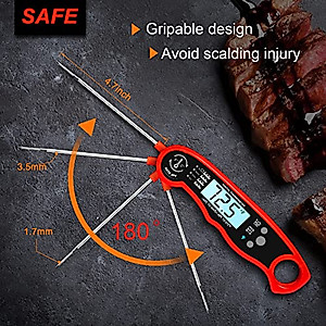 Meat Thermometer Digital for Cooking and Grilling, Collapsible Probe, with Magnet, Calibration, Backlight Waterproof Food Thermometer, Instant Read Thermometer for Kitchen, Meat, Steak, Turkey
