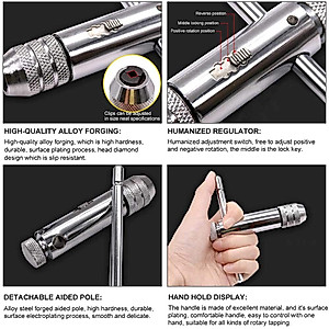 Yosoo Adjustable T-Handle Ratchet Tap Holder Wrench?Household Alloy Steel Silver Adjustable T Type One-Hand Ratchet Wrench Adjustable Tap Wrench T-Handle Tap Wrenches (M5-12 Short)