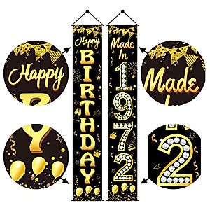 50th Birthday Door Banner Decorations for Men & Women, Black Gold Made in 1972 Banner Happy 50 Birthday Party Door Porch Sign, Fifty Birthday Door Backdrop Decor