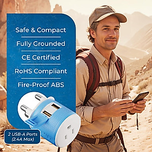 OREI South Africa, Botswana, Namibia Travel Plug Adapter with Dual USB - USA Input - Type M (U2U-10L), Will work with Cell Phones, Camera, Laptop, Tablets, iPad, iPhone