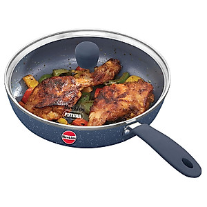 HAWKINS Ceramic Nonstick Frying Pan, 24 cm Diameter, Induction Fry Pan with Glass Lid, Granite Omlette Egg Pan, Fish Pan (ICF24G)