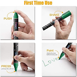 Timart Liquid Chalk Markers, 6mm Bold Tip Chalk Pens, Dry Erase Marker Pens for Chalkboards, Signs, Blackboards, Windows, Glass- Reversible Tip, First Day of School Board Chalk Pens (Classic)