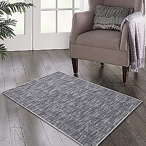 IMINROME Small Area Rug Mat Modern Solid Indoor Throw Carpet Contemporary Doormat Rug Machine Washable Low-Pile Area Rug for Living Room Bedroom Laundry, 2' x 3' Grey