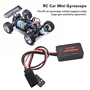 Kuuleyn Mini RC Gyroscope Set, RC Gyro Stabilizer, Cooling Min Gyroscope, GYC300 Mini Gyroscope for RC Car Boat Black Plastic One Pass Gain Sensitivity Adjustment RC Car Gyroscope Module