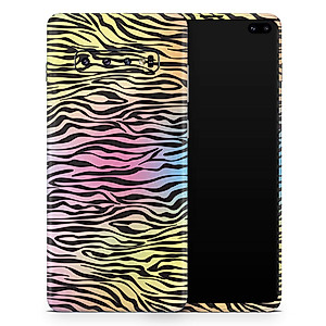 DesignSkinz Rainbow Colored Vector Black Zebra Print Protective Vinyl Decal Wrap Skin Cover Compatible with The Samsung Galaxy S20 (Screen Trim & Back Glass Skin)