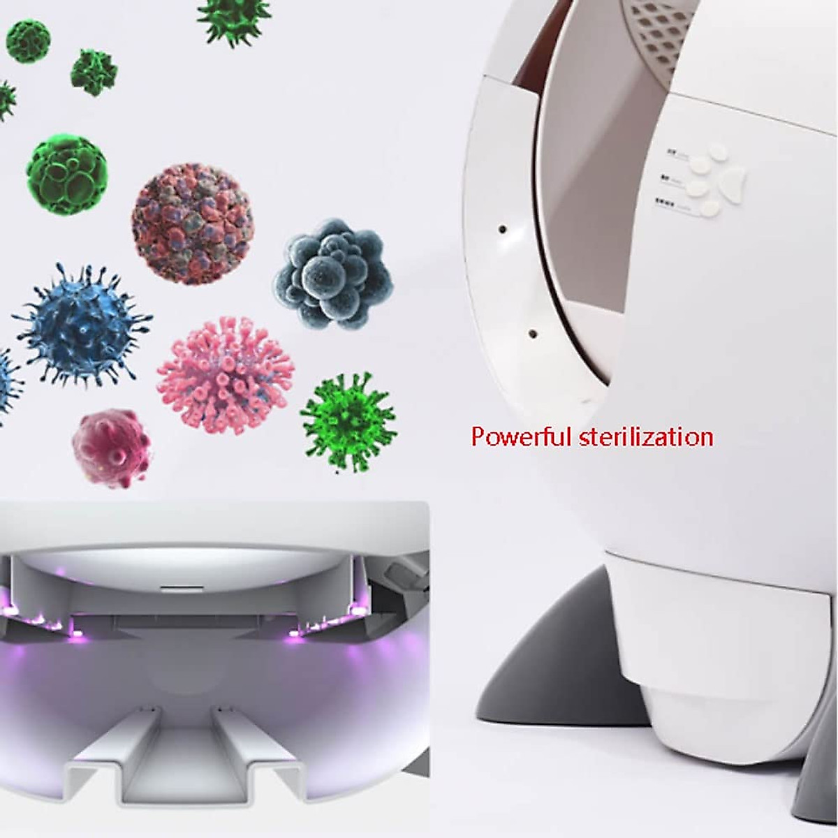 TOMYEUS Cat Box Smart Cat Toilet Automatic Cat Litter Box Semi-Enclosed Feces Shovel Electric UV Disinfection Cat Litter Tray with High Sides No Litter Spill Removable High Rim Cat Furniture