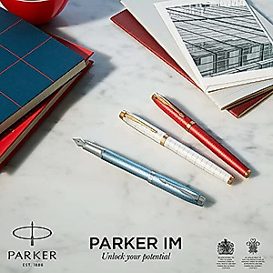 PARKER IM Rollerball Pen, Premium Warm Silver with Fine Point Black Ink Refill (1931686)