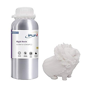 IFUN 3D Printer Rigid Resin- Low Odor Standard- 405nm UV-Curing Photopolymer Resin for LCD DLP 3D Printing White 500ml