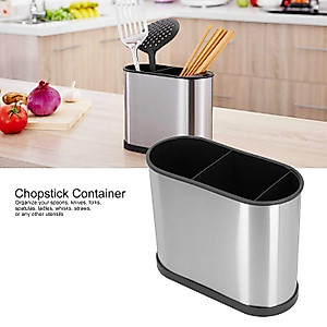 Utensil Holder, Kitchen Utensil Holder with Bottom Holes for Kitchen Counter (H7.1” x W3.8”x L8.7”), Stainless Steel Cooking Utensil Holder, Stylish Countertop Organizer and Kitchen Decor Caddy