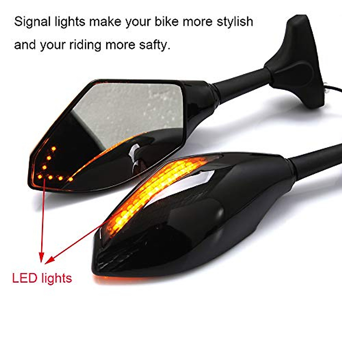 Motorcycle Led Turn Signal Side Mirrors For Yamaha YZF600 YZF R6 FZR600 Honda CBR600