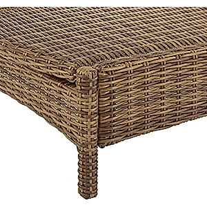 Crosley Furniture Bradenton Reclining Wicker Outdoor Chaise Lounge Chair for Patio, Deck, Backyard, Poolside, Weathered Brown with Gray Cushions