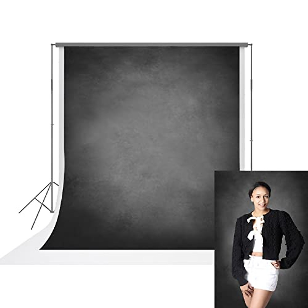 UrcTepics 5X7ft Microfiber Gray Portrait Backdrop Canvas Photo Backdrop Abstract Dark Grey Photography Studio Backgrounds Backdrops