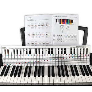 QMG Piano and Keyboard Note Chart and Complete Color Note Piano Music Lesson and Guide Book for Kids and Beginners