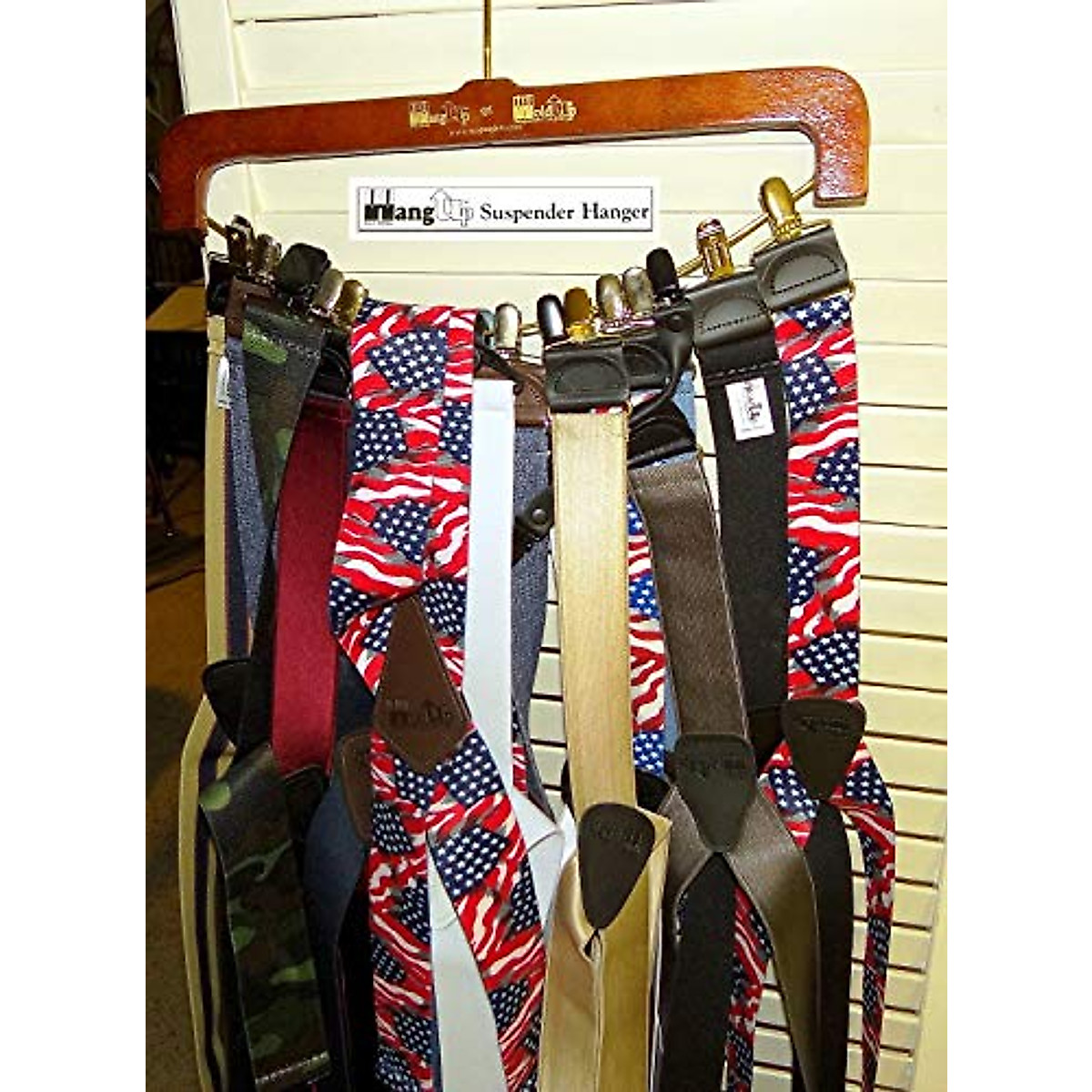 Hold-Ups Patented Hang-up Hardwood Suspender Hanger and Closet Organizer for Suspenders