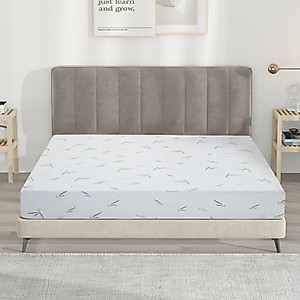 KYLE & KAY King Foam Mattress, Medium Firm Green Tea Gel Mattress, 8 Inch Memory Foam Mattress for Boys, Girls, Mattress in A Box, CertiPUR-US Certified Mattress, 76 x 80in, White