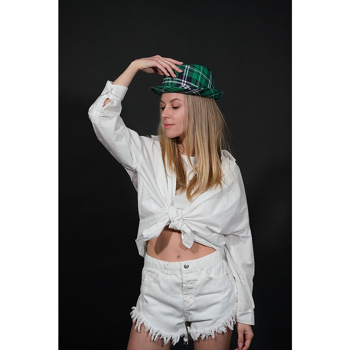 LEMONSODA St. Patrick's Day Green Plaid Fedora Hat Costume Accessory for Men, Women and Kids