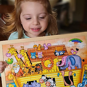 ExploraToy Noah Jigsaw Puzzles for Toddlers Age 3-5, 48pcs Preschool Educational Learning Toys Sets Gift for Baby Infants Boys and Girls (Noah's Ark…)