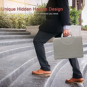 Portfolio Binder Organizer with Handle, 13.4 * 10 * 1.6 Inch Zippered Padfolio, Writing Pad Notepad Legal Size Detachable Business Folder Resume Interview Gift for Men Women (Gray)