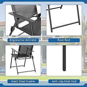 Shintenchi Outdoor Folding Dining Chairs Set of 4, Folding Lawn Chairs with Textilene mesh Fabric and Metal Frame, Portable Chairs for Patio, Backyard, Camping and Porch