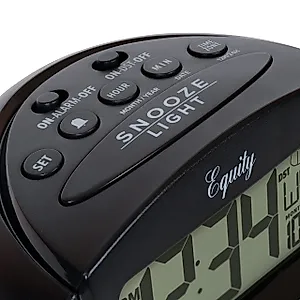 Equity by La Crosse 31022 Insta-Set LCD Alarm Clock, Black