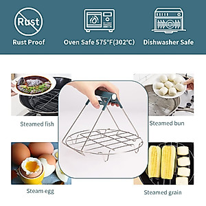 Round Cooling Rack - 3 Pack Steamer Racks Set - Stainless Steel Circle Roasting Rack, 3 Pcs (8" & 9" & 10") Steaming Cake Pot Rack with Hot Dish Plate Clip for Baking Cooking Grilling Wire Rack