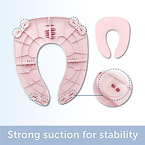 Jool Baby Folding Travel Potty Seat for Toddlers, Fits Round & Oval Toilets, Non-Slip Suction Cups, Includes Free Travel Bag (Pink)