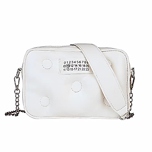 RongYue Puffer Bags for Women Small Casual PU Quilted Purses Crossbody Bags Shoulder Handbags with Chain Strap (White)