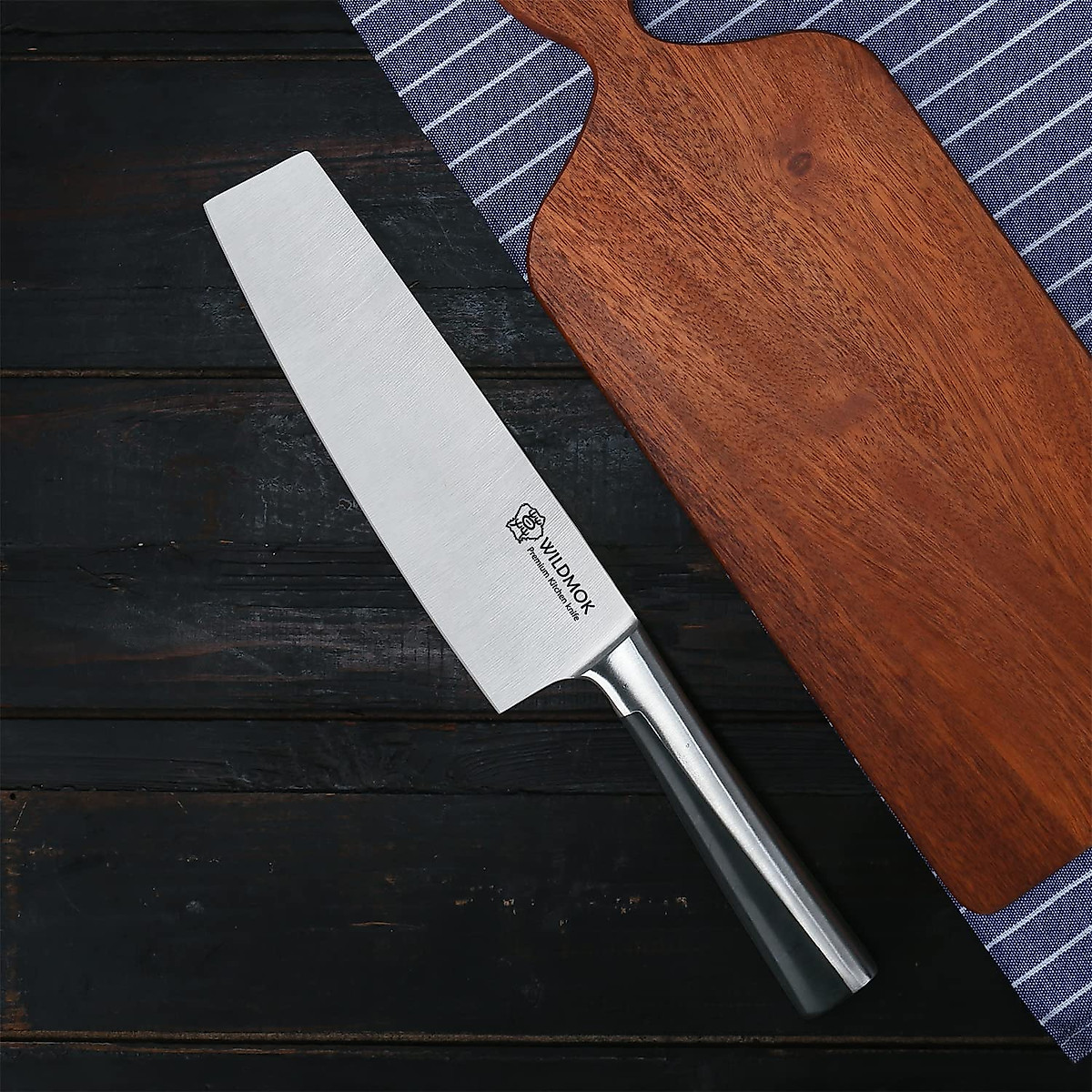 WILDMOK 3pcs Knife Set Stainless Steel Kitchen Knives Set 7inch Bone Chopper 7inch Nakiri Knife and 5inch Utility Cutter with Stainless Steel & ABS Handle, Perfect Cutlery Set Gift