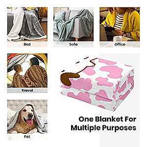 Cow Print Blanket Pink Super Soft Lightweight Throw Blanket for Couch Sofa Bed Decoration 40" x 50"