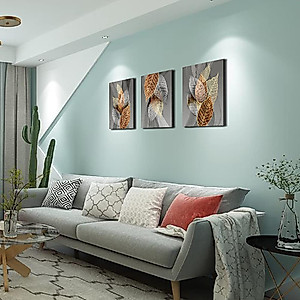 Canvas Wall Art For Living Room, Family Wall Decorations, Kitchen, Bathroom, Bedroom Modern Wall Decor Black Paintings Abstract Leaves Pictures Artwork Inspirational Home Decor 3 Pieces