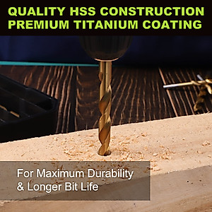 COMOWARE 100 Pcs Titanium Drill Bit Set - High Speed Steel for Steel, Wood, Plastic, Metal, Copper, Aluminum Alloy with Storage Case, 3/64"-3/8"