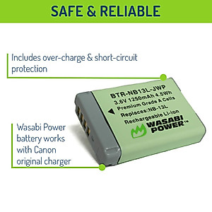 Wasabi Power NB-13L Battery (2-Pack) for Canon PowerShot G1 X Mark III, G5 X, G7 X, G7 X Mark II, G9 X, G9 X Mark II, SX620 HS, SX720 HS, SX730 HS, SX740 HS