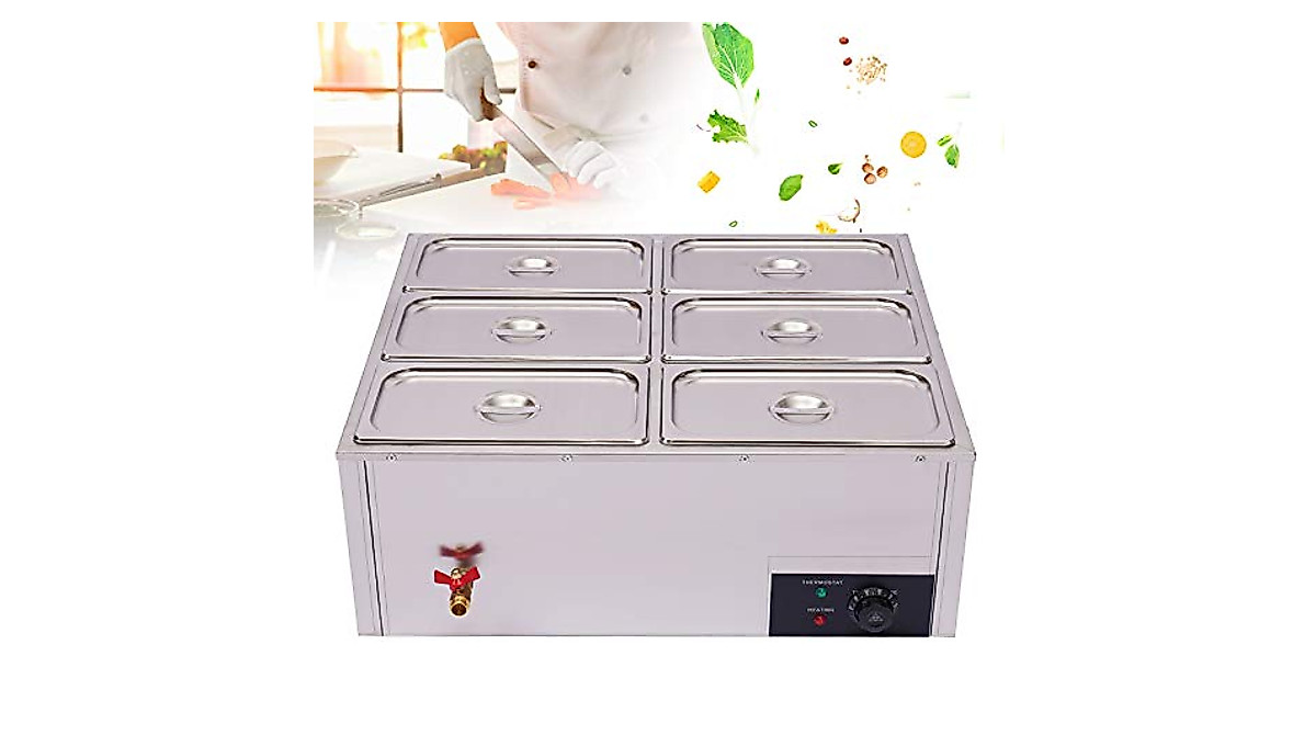 110V 850W 6 Pan Commercial Grade Food Warmer, 6inch Deep Stainless ...