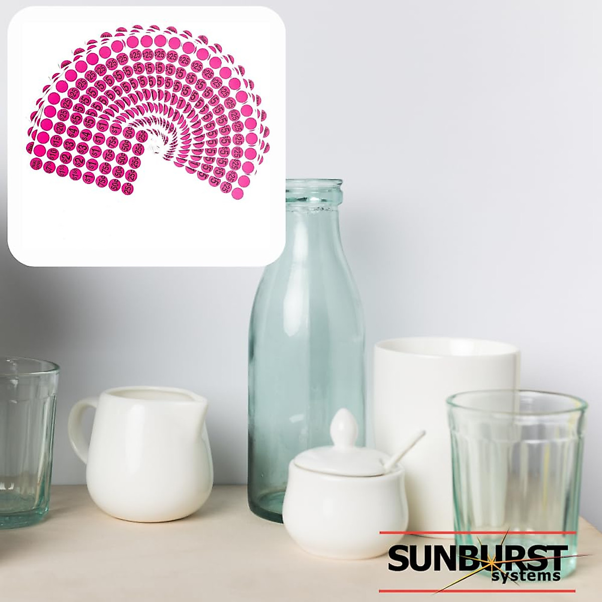 Sunburst Systems 7035 Priced Garage Sale Stickers, 1,000 Count Pre-Printed Labels, Pink
