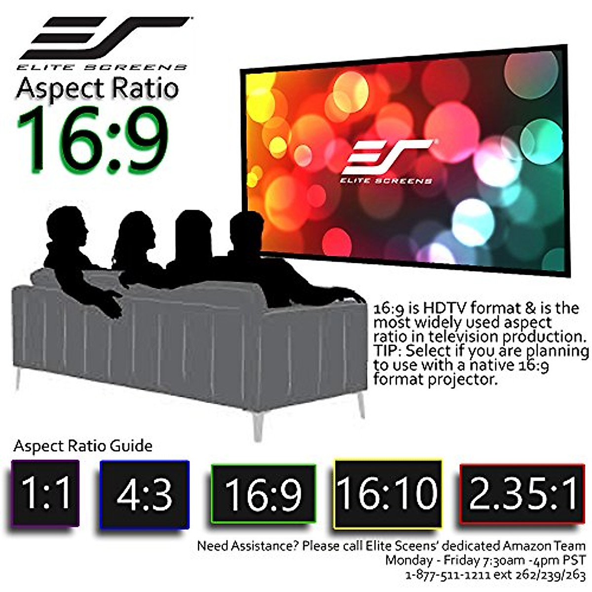 Elite Screens Star Frame Series, 100-INCH 16:9, Fixed Frame Home Movie Theater Projector/Projection Screen, 8K / 4K Ultra HD 3D Ready, SF100HW2