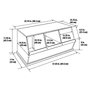Stackable Wooden 3 Bin Open Storage Toy Organizing Cubby