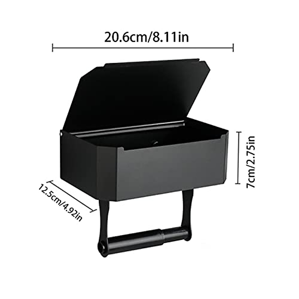 Toilet Paper Holder - Black Toilet Paper Stand | Double Phone Shelf Toilet Paper Roll Holder, Adhesive Bathroom Toilet Tissue Holder, Rustproof Tissue Holder Suenos