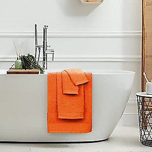 GLAMBURG 100% Cotton Ultra Soft 6 Pack Towel Set, Contains 2 Bath Towels 28x55 Inches, 2 Hand Towels 16x24 Inches & 2 Wash Coths 12x12 Inches, Compact Absorbent Lightweight & Quickdry - Orange