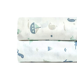 Cotton Organics Muslin Swaddle Blanket, Extra Soft and Hypoallergenic Organic Cotton, Gift Box (Blue)